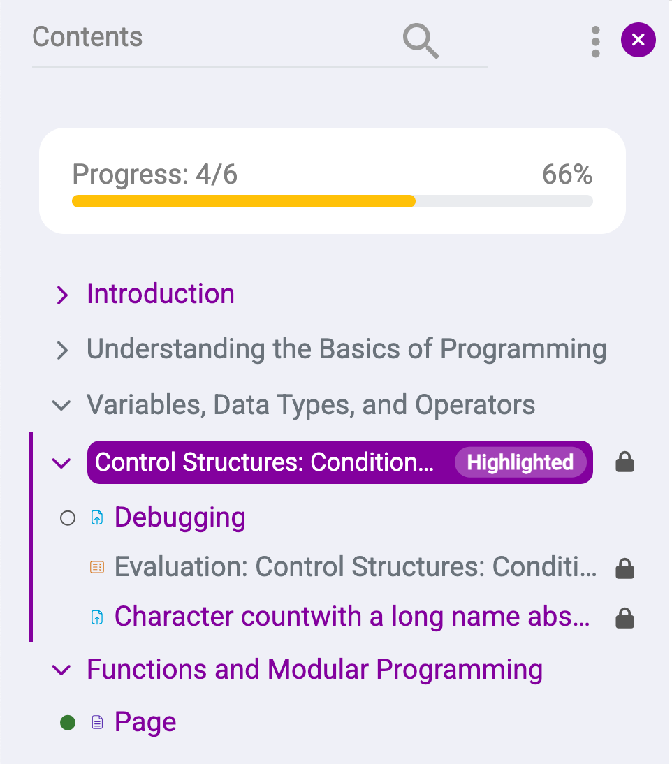 Course Navigation with the Table of Contents (TOC) – Open LMS Support